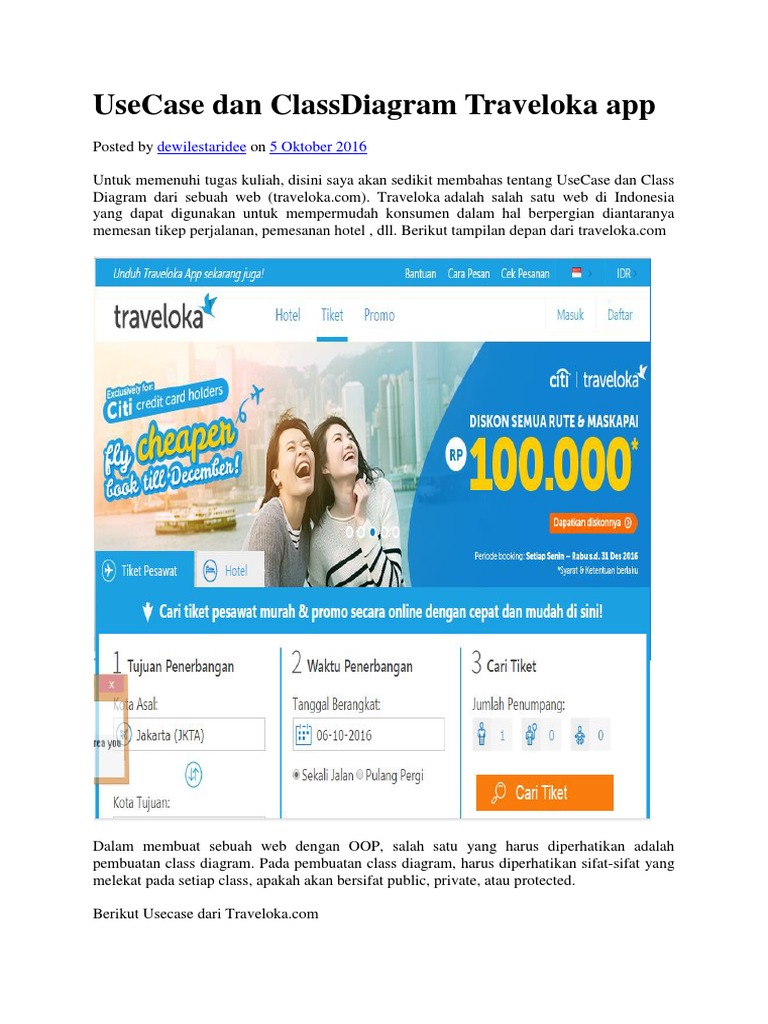 Use Case dan Class Diagram Traveloka | PDF