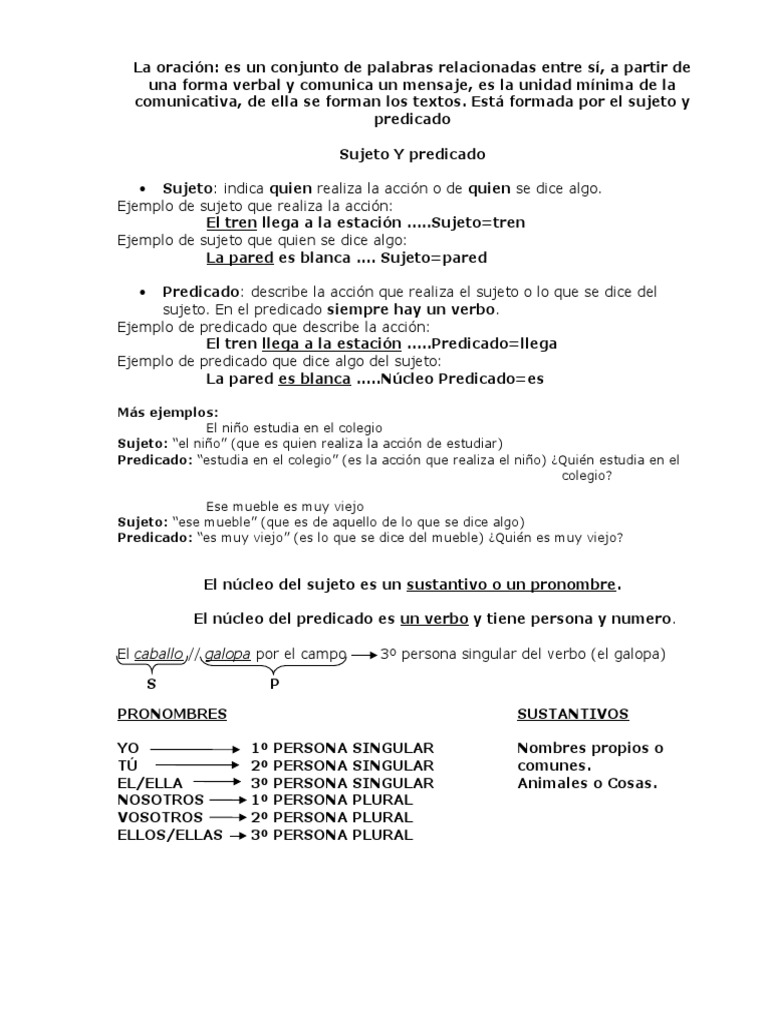 Núcleo Del Sujeto Y Predicado | PDF | Asunto (gramática) | Predicado ...