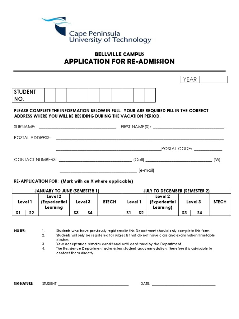 Re-Admission Form Civeng | PDF