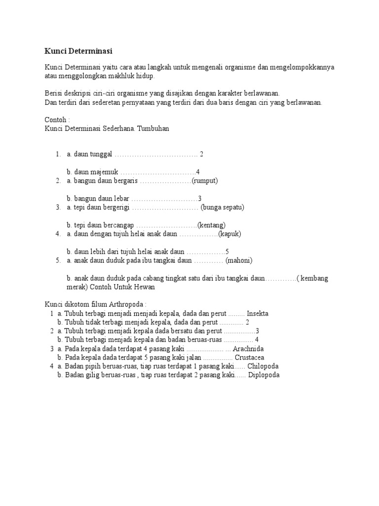 Kunci Determinasi Sederhana | PDF
