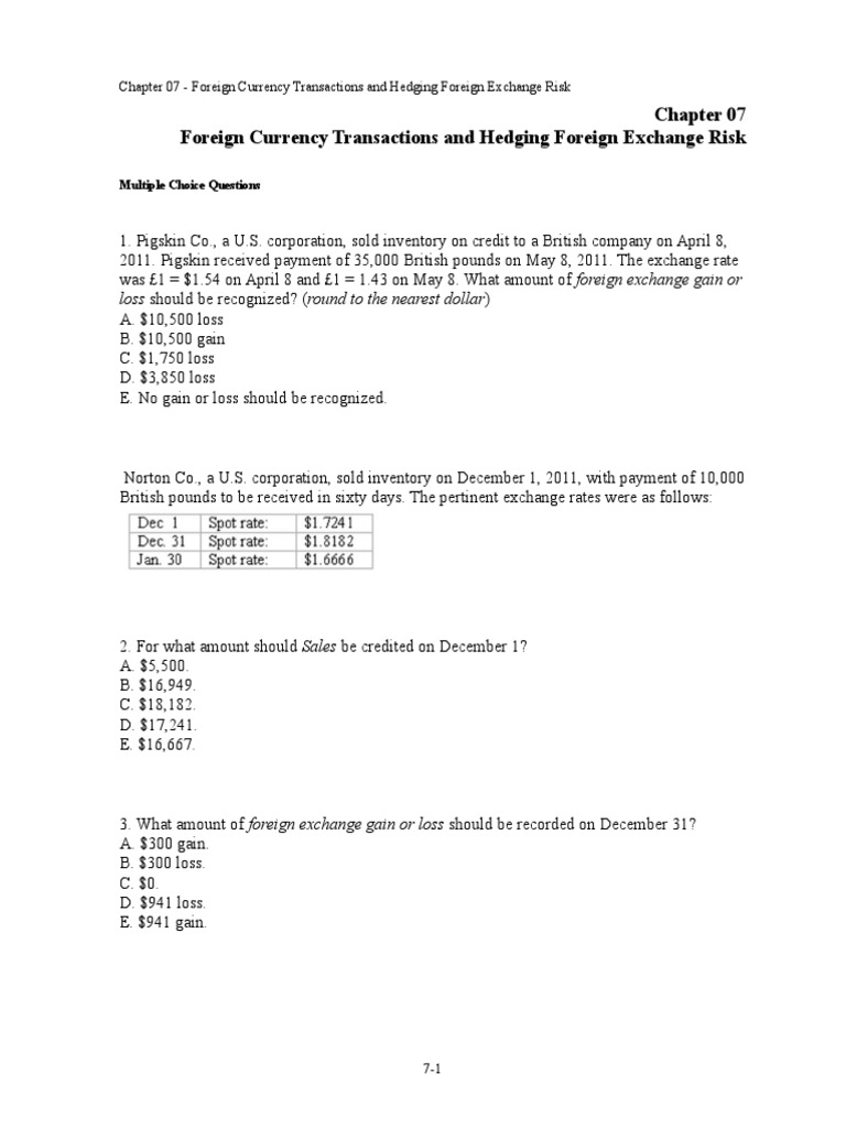 Foreign Currency Transactions & Hedging | PDF | Exchange Rate | Hedge ...