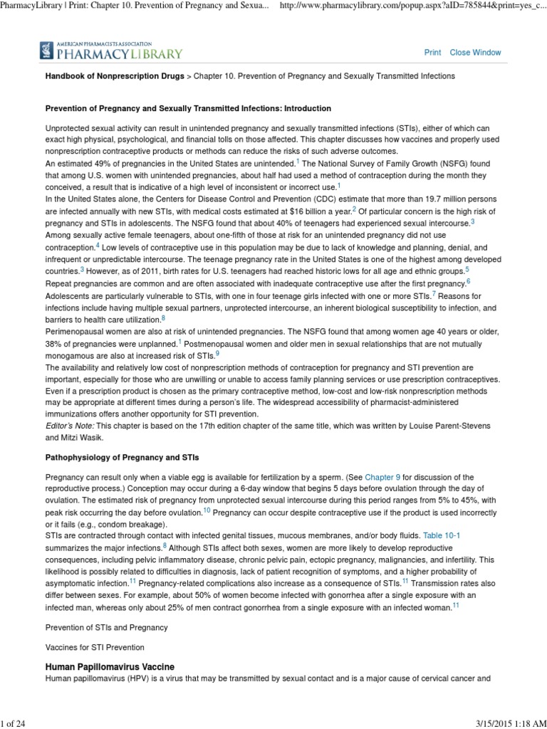 Chapter 10. Prevention of Pregnancy and Sexually Transmitted Infections ...