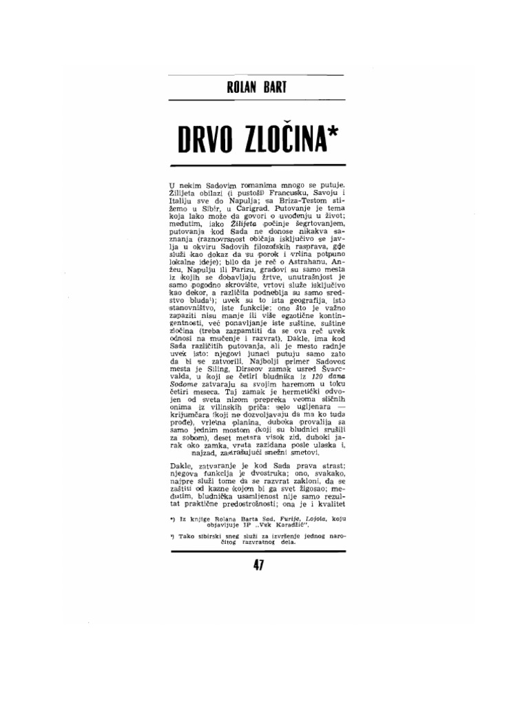 Rolan Bart Drvo Zločina PDF | PDF
