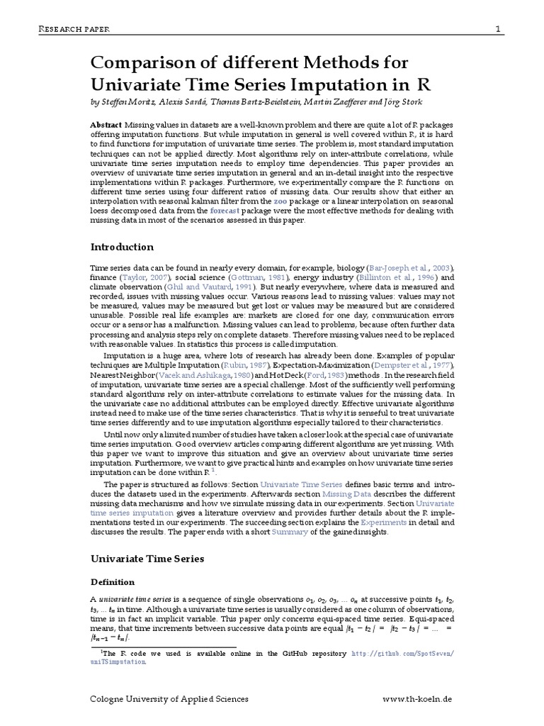 Comparison of Different Methods For Univariate Time Series Imputation ... Comparison of Different Methods For Univariate Time Series Imputation ...