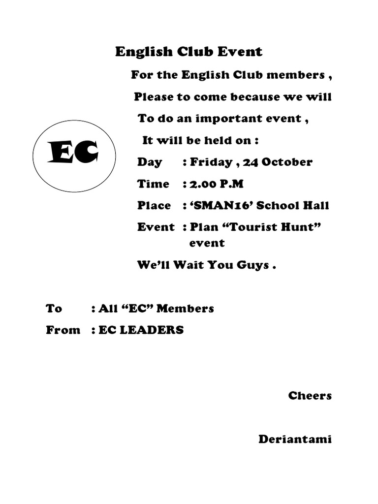 English Club Tourist Hunt Event | PDF