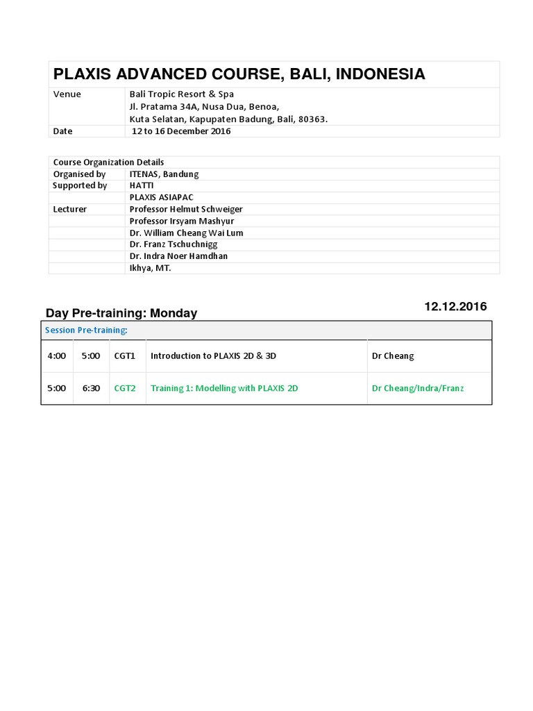 PLAXIS Advanced Course in Bali | PDF | Deep Foundation | Geotechnical ...