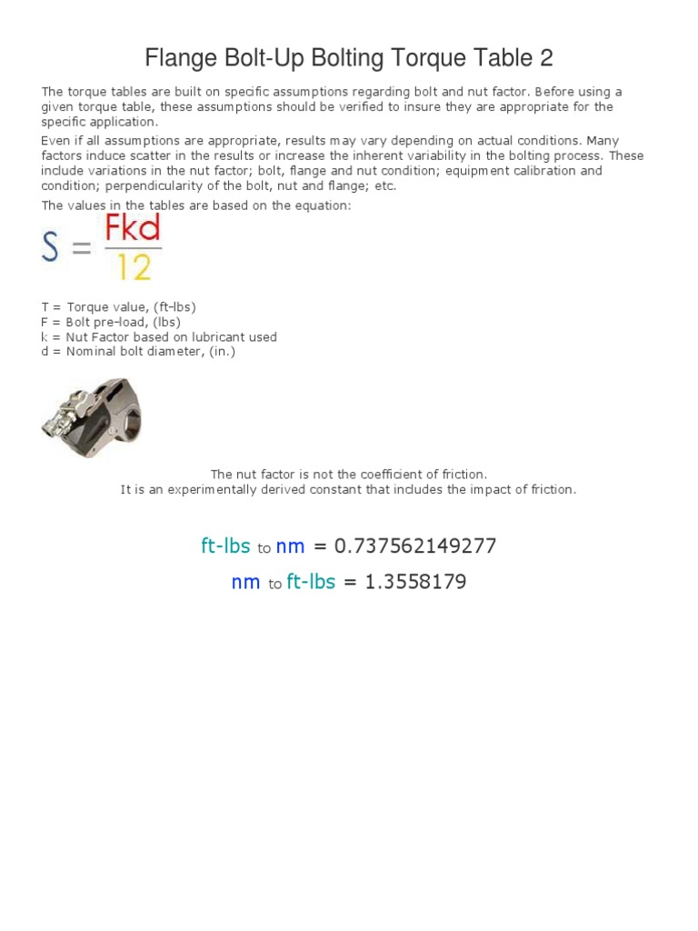 Flange Bolt-Up Bolting Torque Table 2 PDF | PDF | Nut (Hardware) | Screw