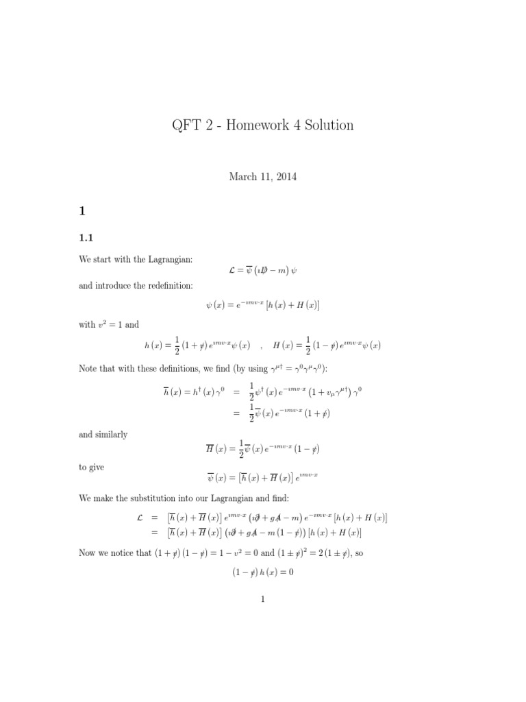 QFT Homework 4 Solution Overview | PDF | Lagrangian Mechanics ...
