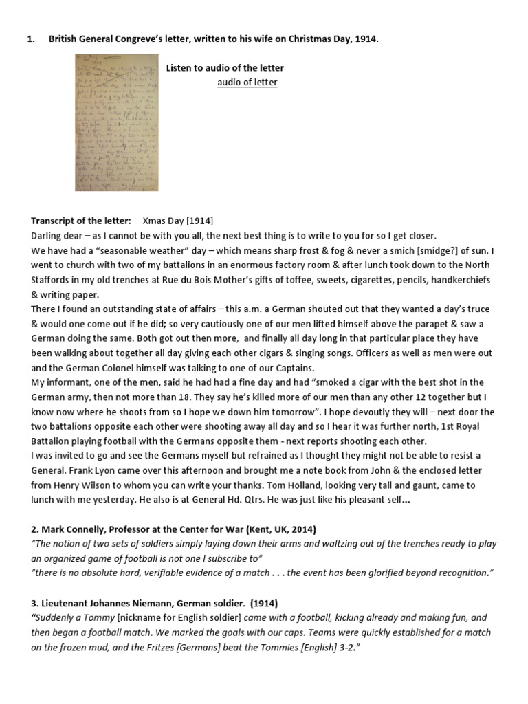 Christmas Truce Documents | PDF