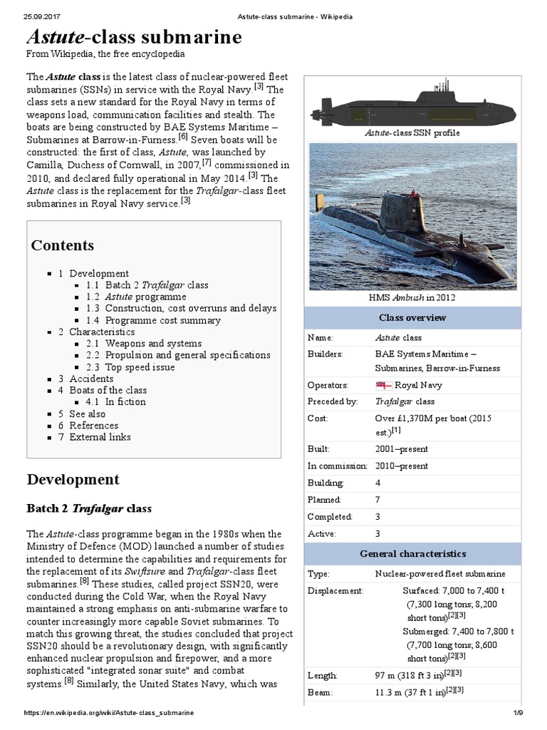 Astute-Class Submarine - Wikipedia | PDF | Naval Warfare | Submarines