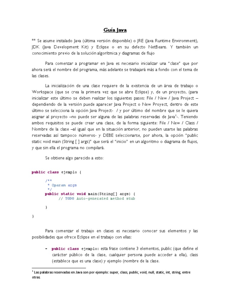 Guía Java - Sintáxis Básica | PDF | Java (lenguaje de programación) | Cadena (informática)