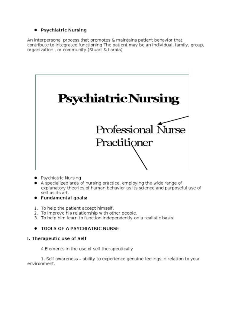 Psychiatric Nursing 1 | PDF | Psychiatric And Mental Health Nursing ...