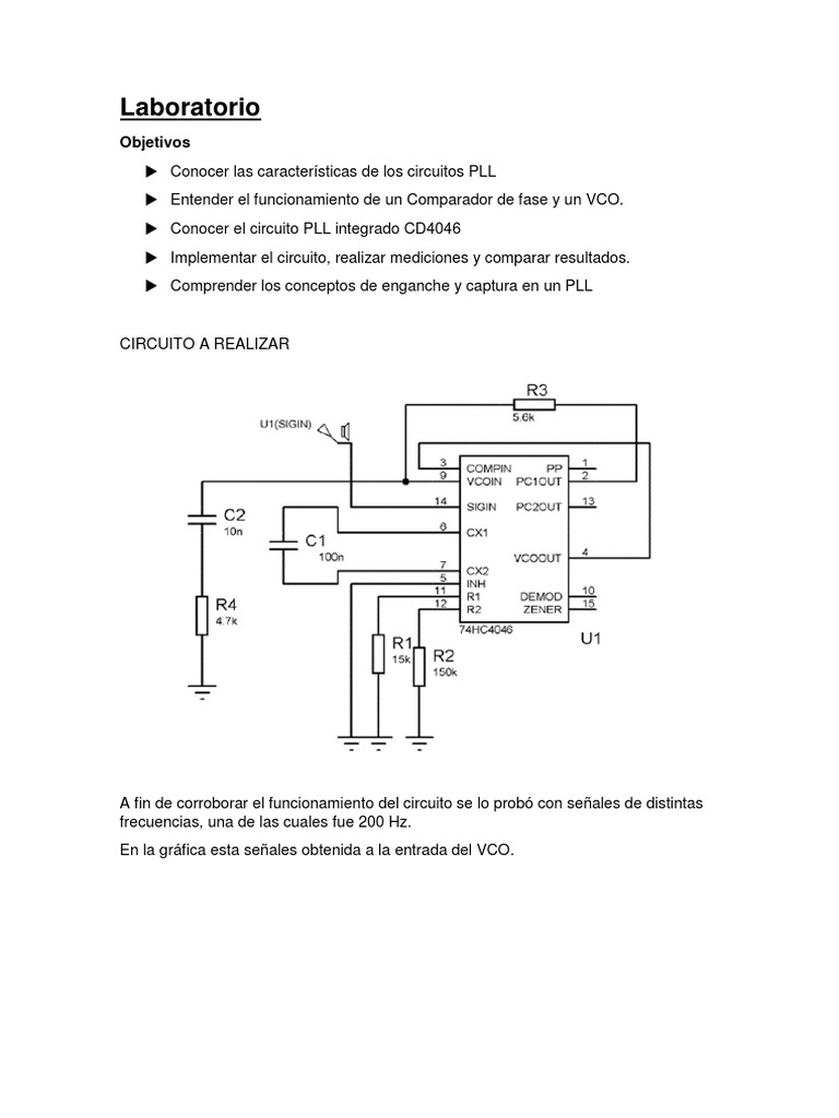 Caracterización y análisis del funcionamiento de un circuito PLL integrado CD4046 | PDF