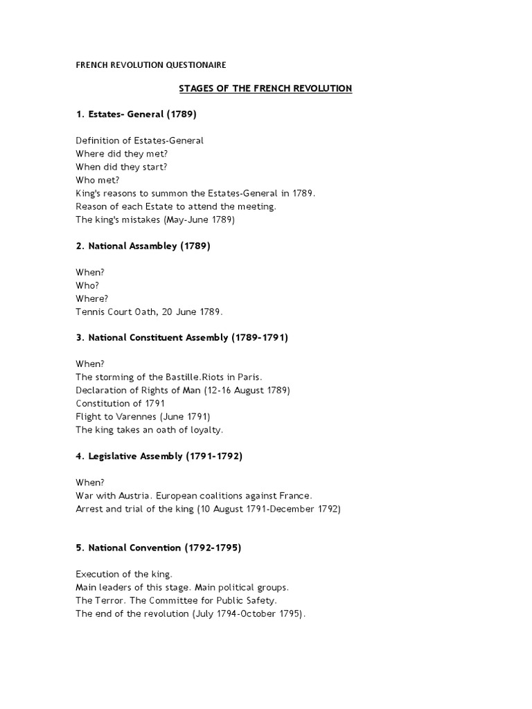 Stages of the French Revolution Explained | PDF