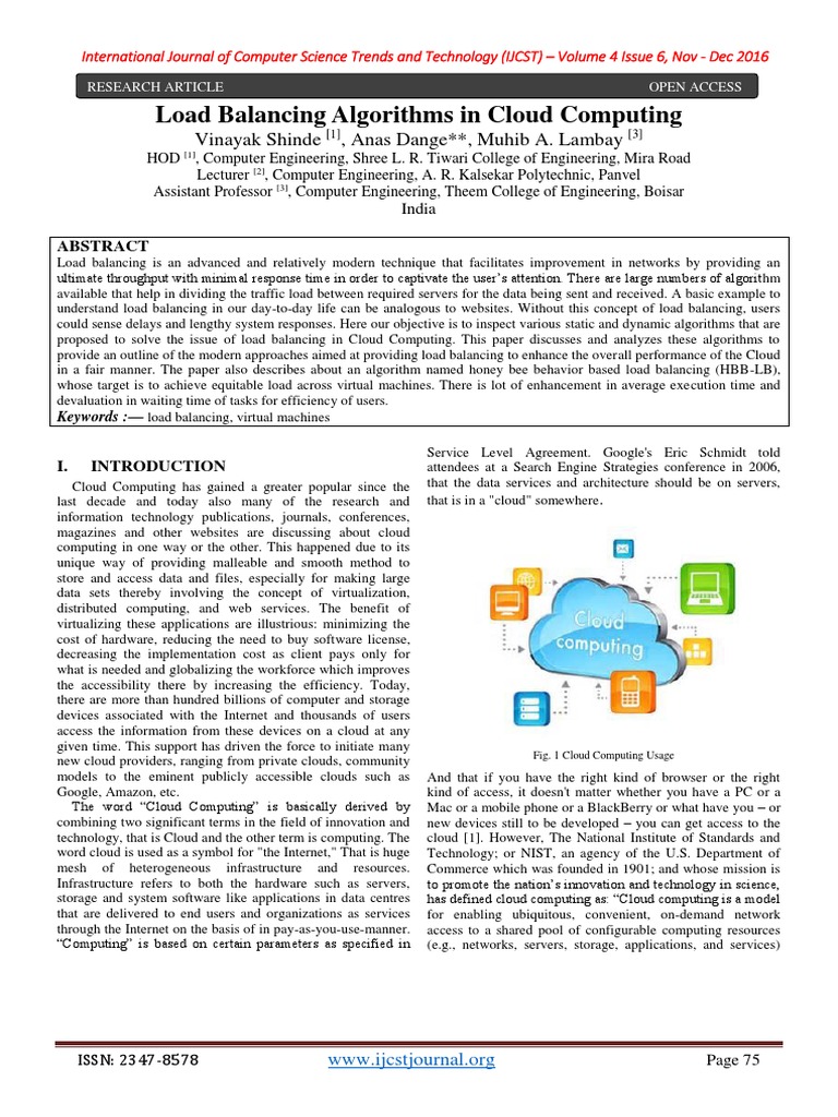 Load Balancing in Cloud Computing | PDF | Cloud Computing | Load Balancing (Computing)