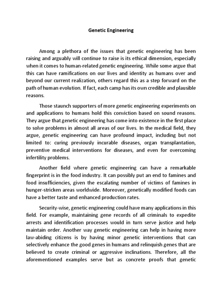 Genetic Engineering Essay | Download Free PDF | Genetic Engineering ...