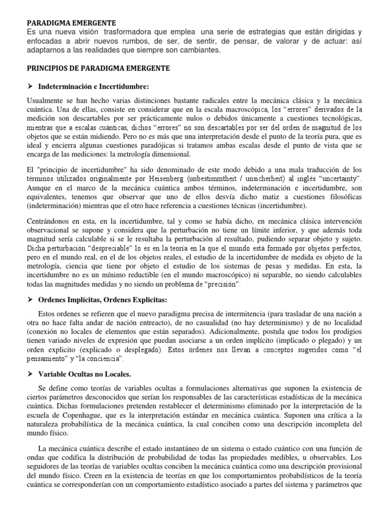 Paradigma Emergente | PDF | Mecánica cuántica | Aleatoriedad