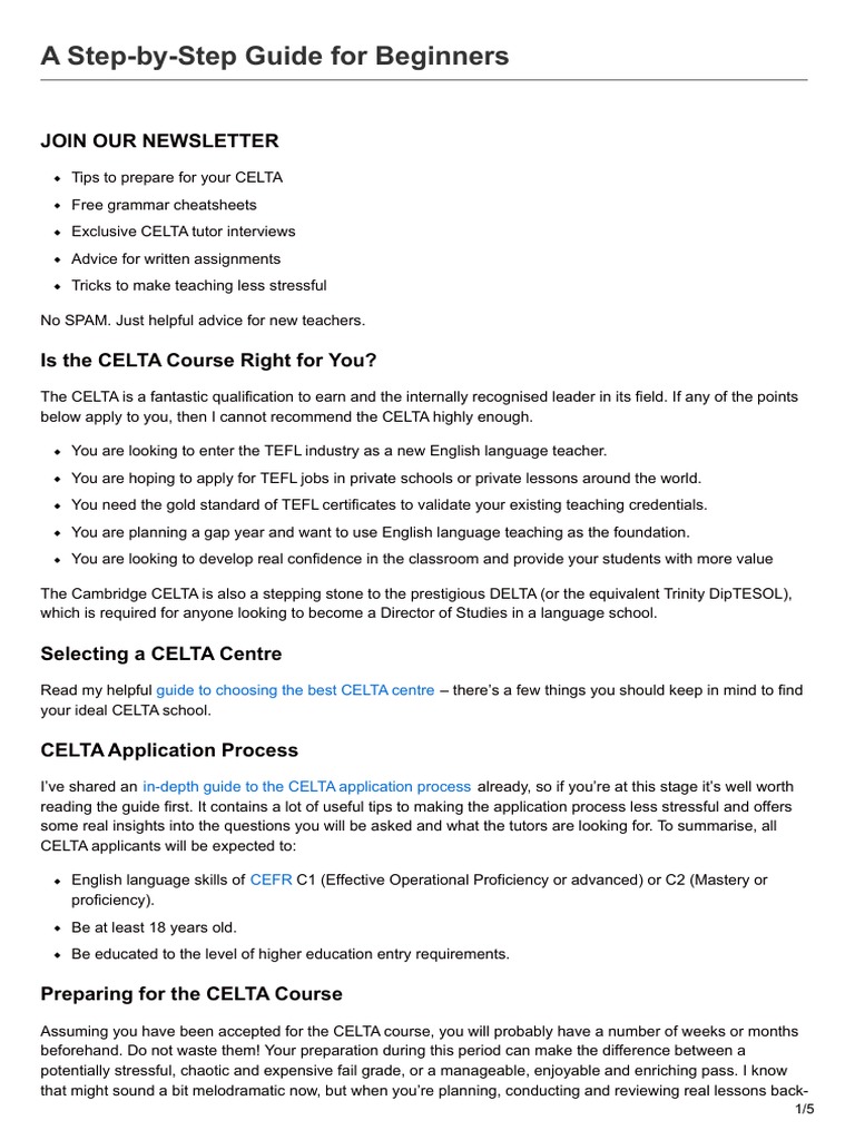 A Step-By-Step CELTA Guide For Beginners | PDF | English As A Second Or Foreign Language ...
