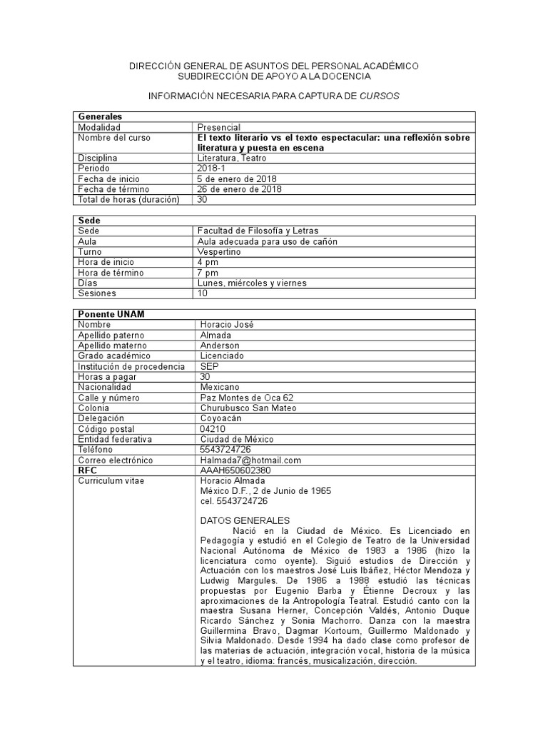 DGAPA Horacio Almada Texto y Escena | PDF | Teatro | Escuelas