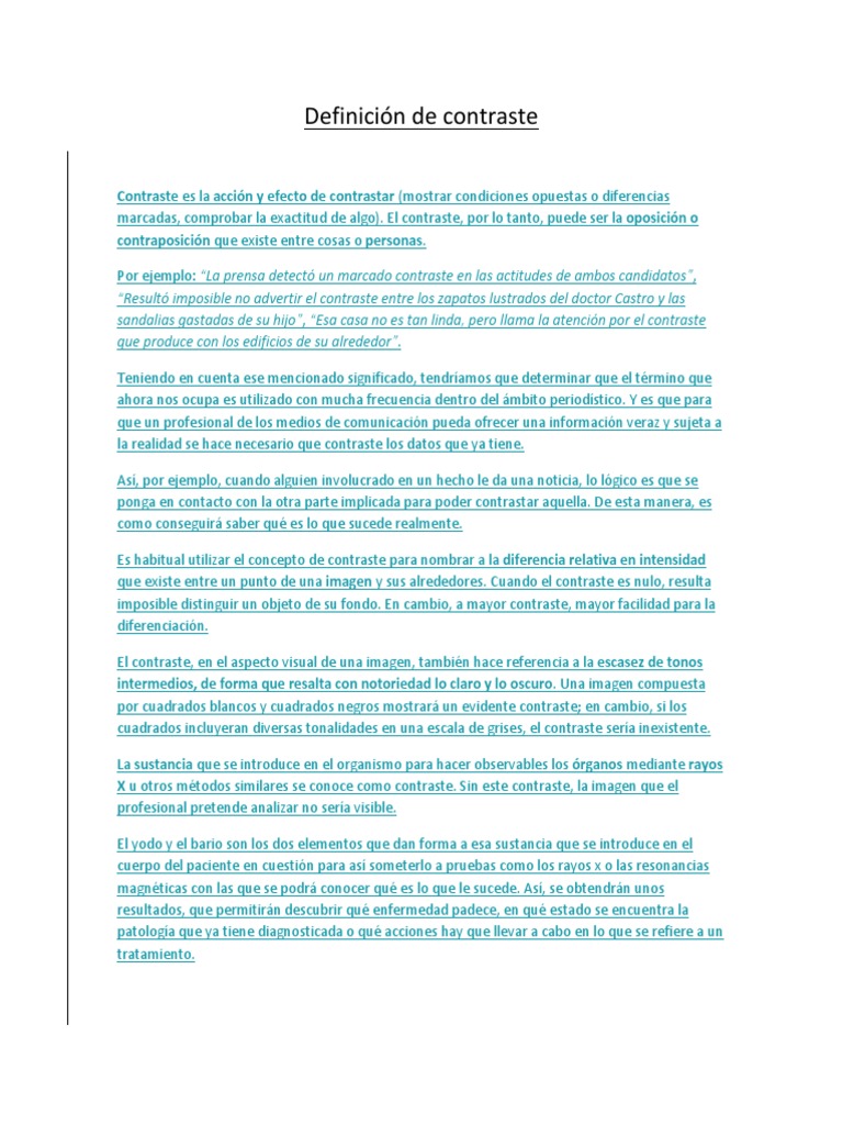 Definición de Contraste | PDF | Imagen | Información