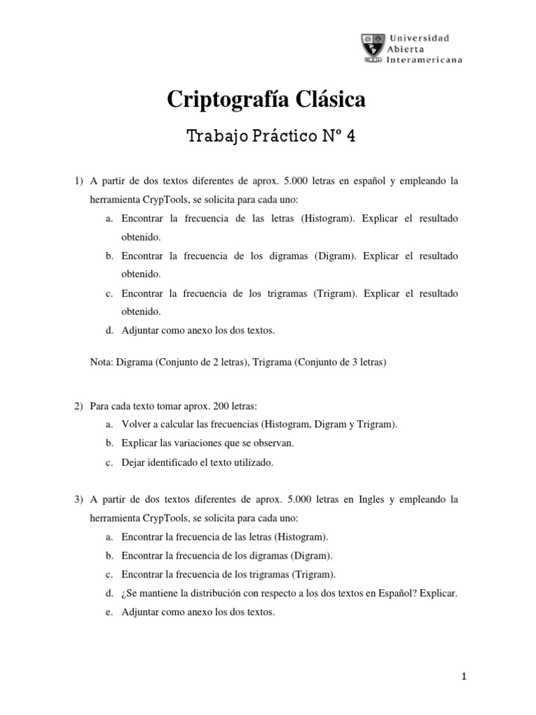 TP Criptografía Clásica | PDF | La seguridad informática | Seguridad
