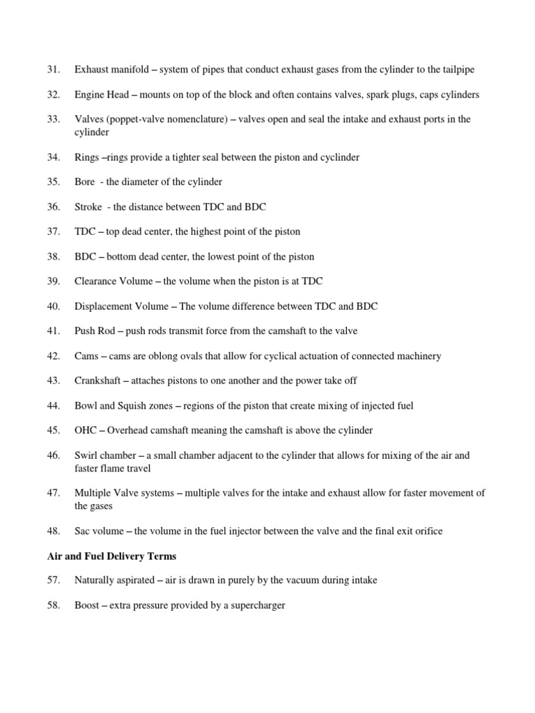 Engine Tech Terms | PDF | Internal Combustion Engine | Combustion