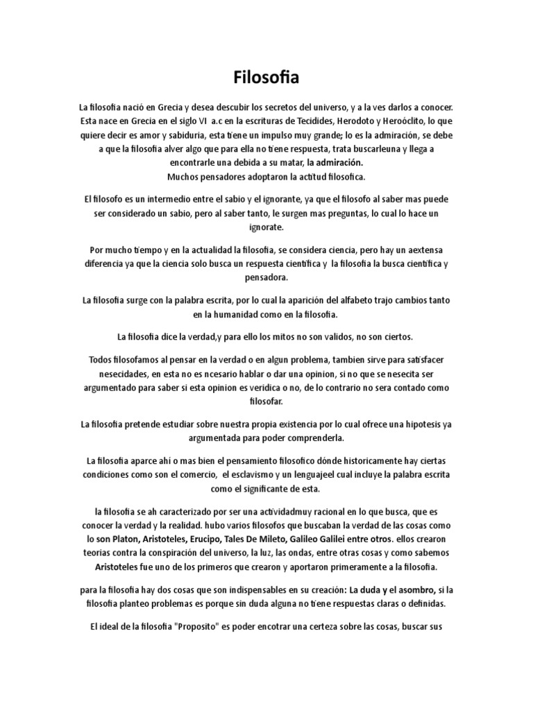Definición de Filosofía y Sus Características | PDF | Verdad ...