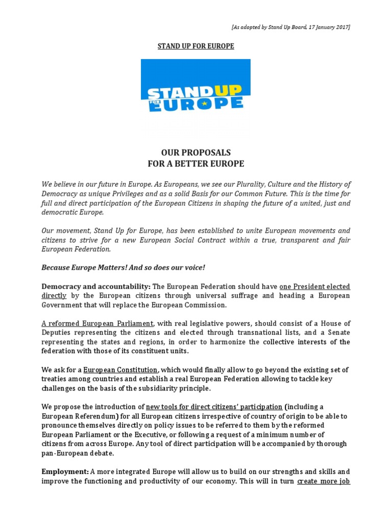 Stand Up - Our Proposals (As Adopted by Board-17 Jan 2017) | PDF ...