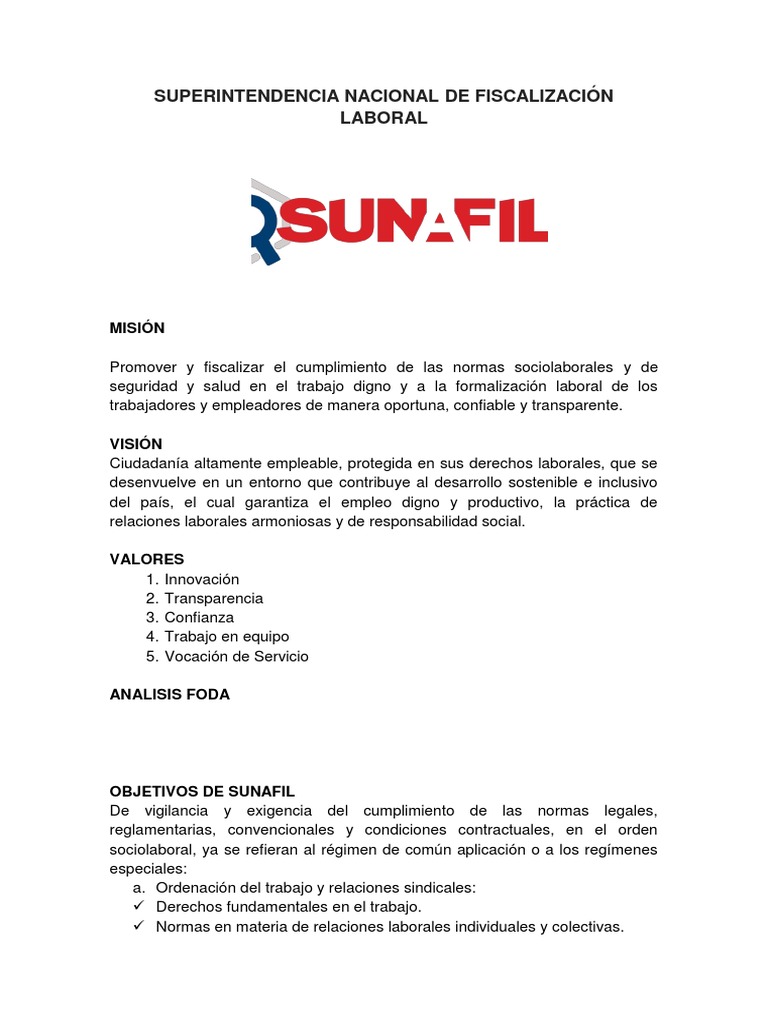 Sunafil | PDF | Relaciones laborales | Derecho laboral