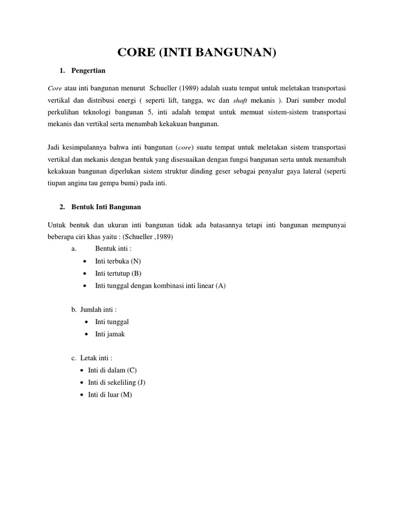 Core Inti Bangunan | PDF