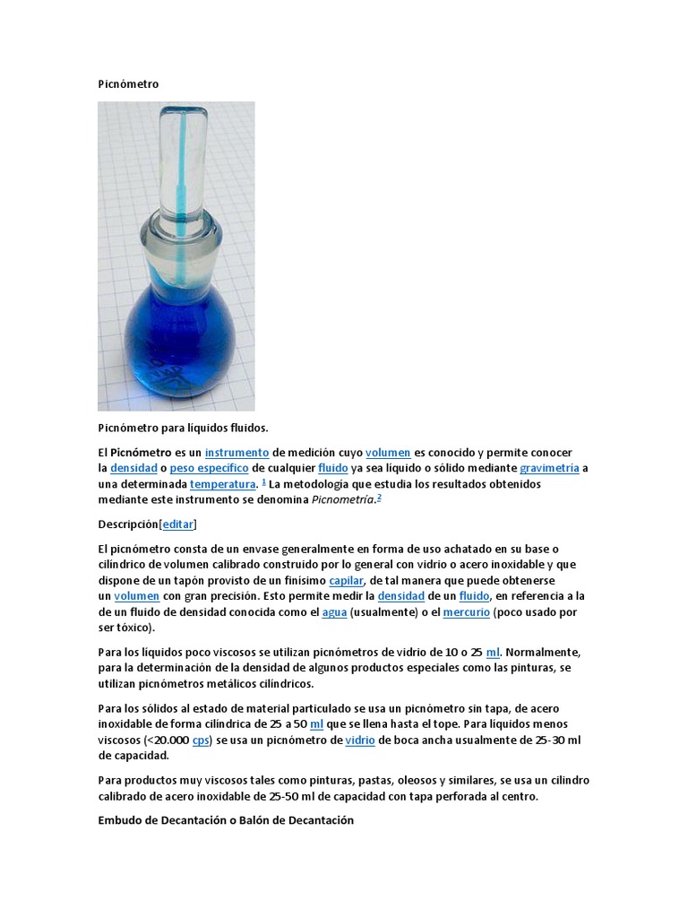 Picnómetro | Termómetro | Química