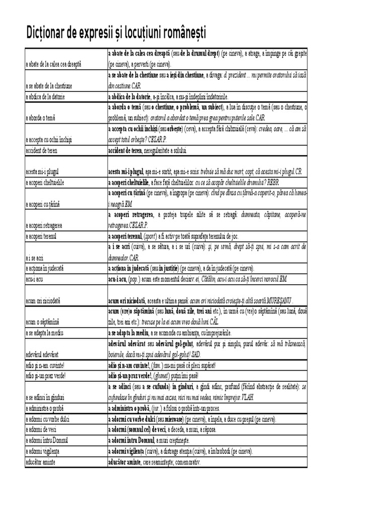 Dictionar de Expresii Si Locutiuni Romanesti | PDF
