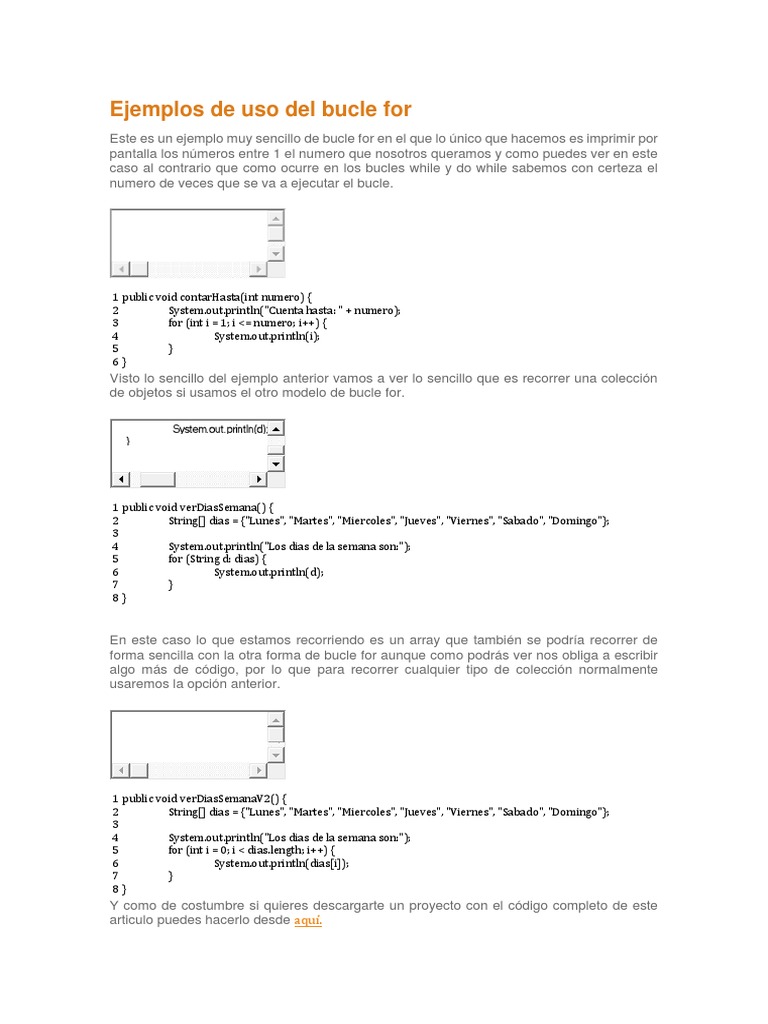 Ejemplos de Uso Del Bucle For | PDF | Programación de computadoras ...