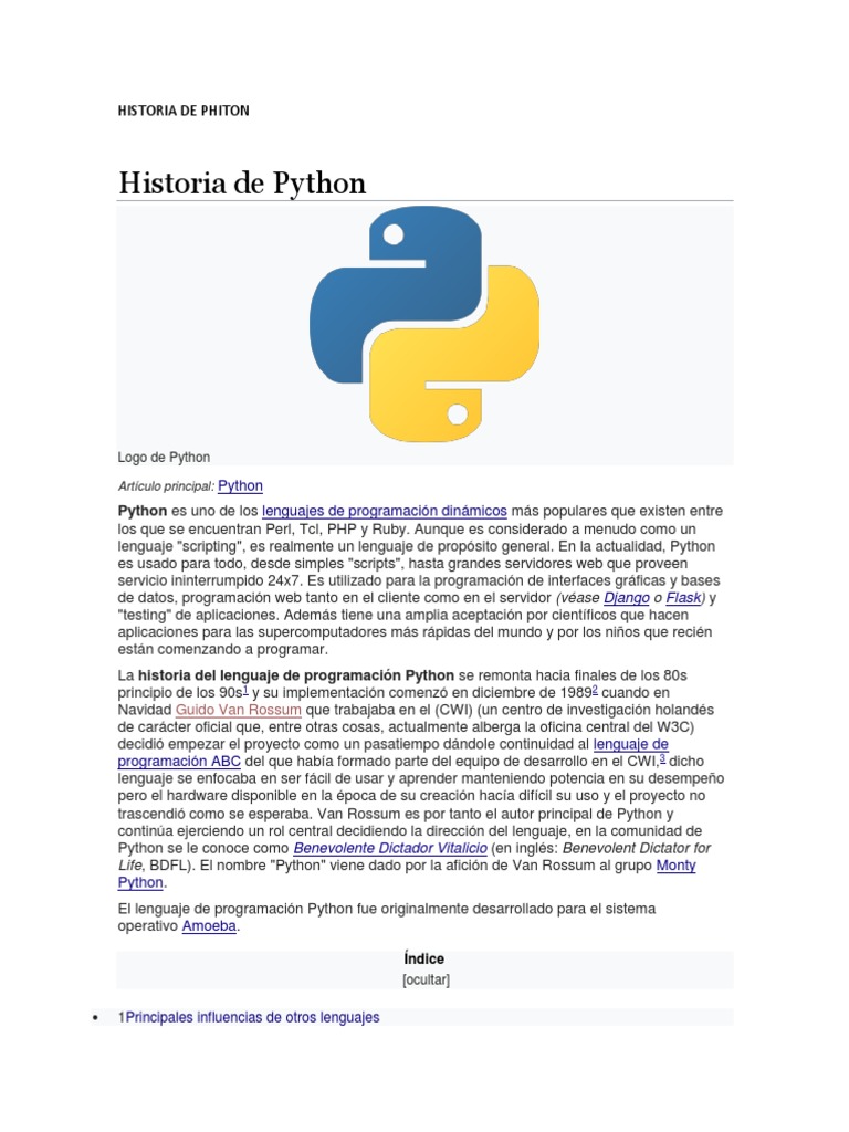 Historia de Phiton | PDF | Python (lenguaje de programación ...