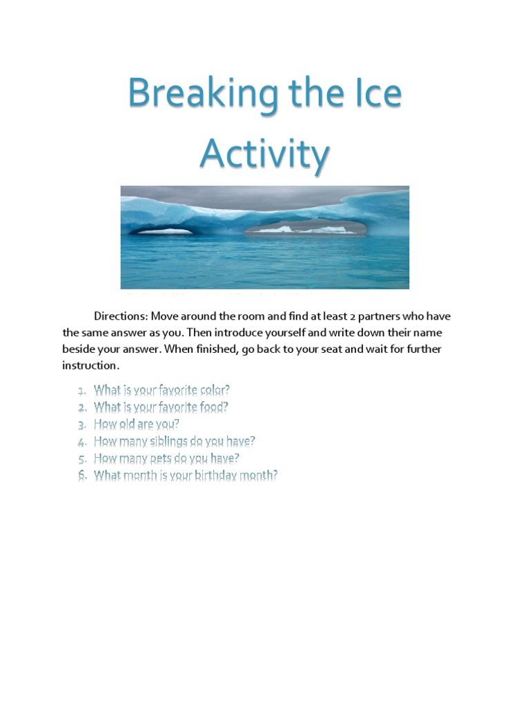 Breaking The Ice Activity | PDF