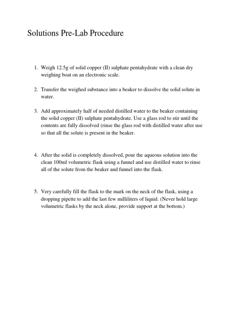 Solutions Pre-Lab Procedure | PDF