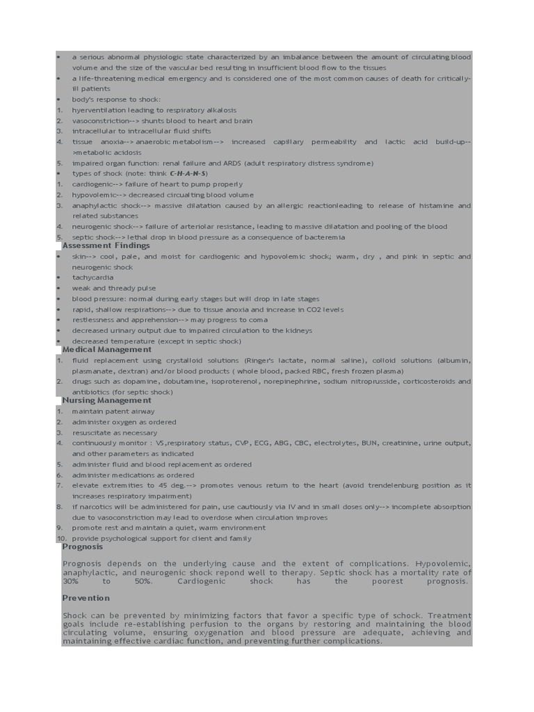 Shock | PDF | Shock (Circulatory) | Medical Specialties