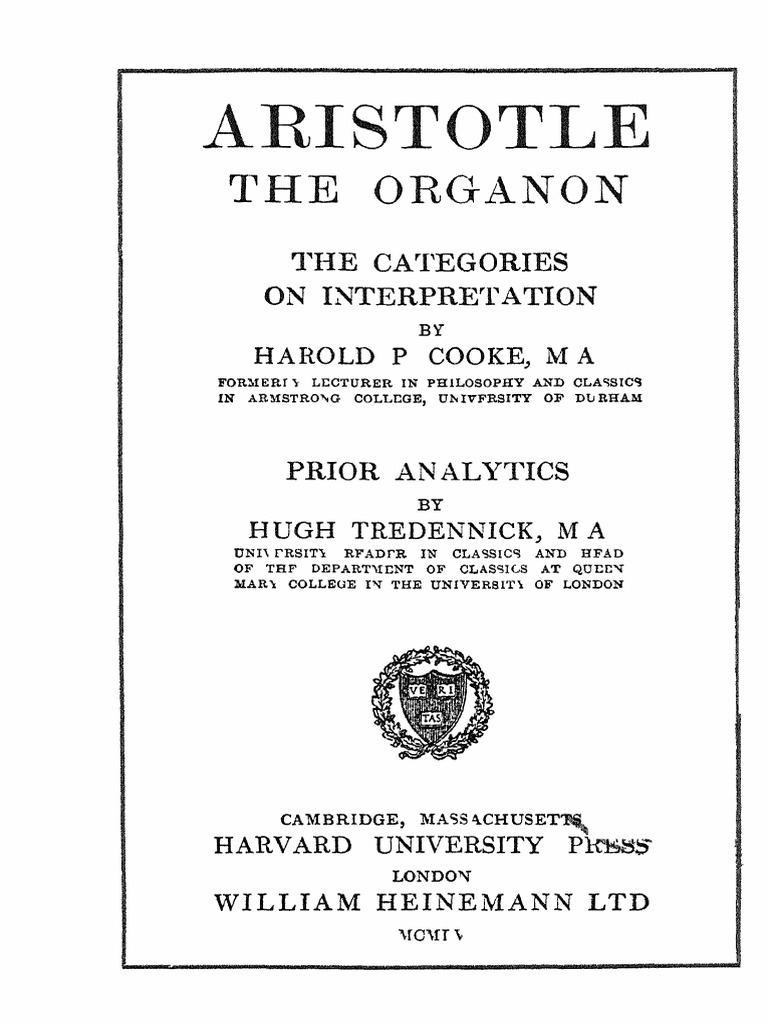 The Organon Aristotle | PDF