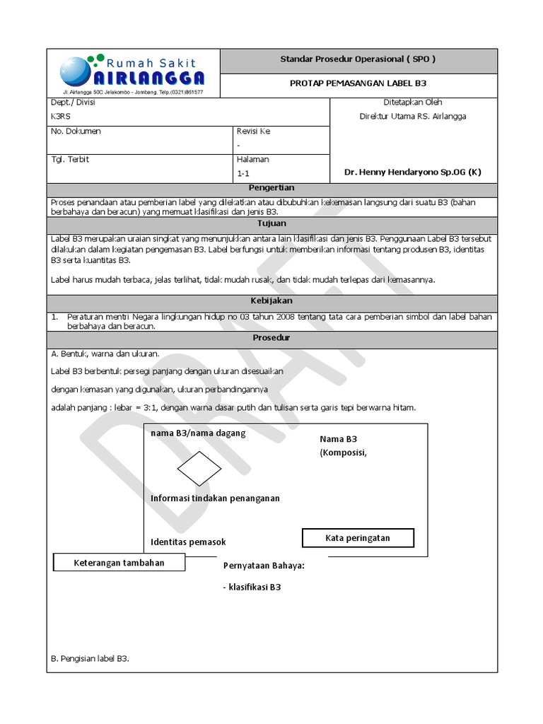 SPO Pemasangan Label B3 | PDF