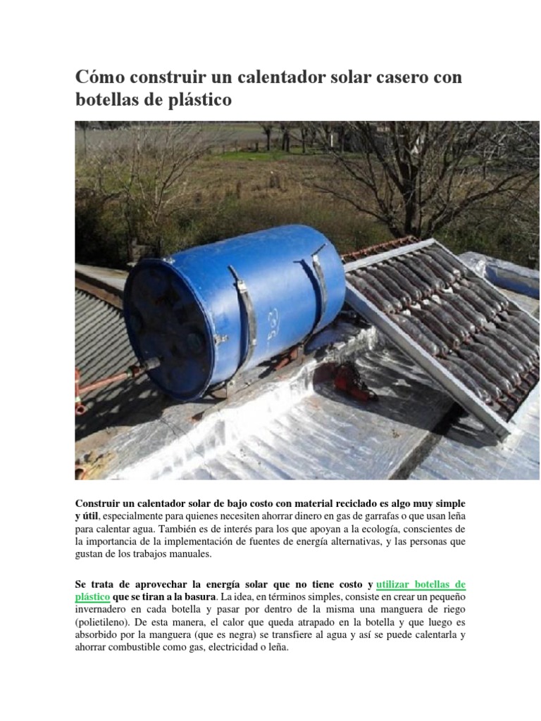 Cómo Construir Un Calentador Solar Casero Con Botellas de Plástico ...