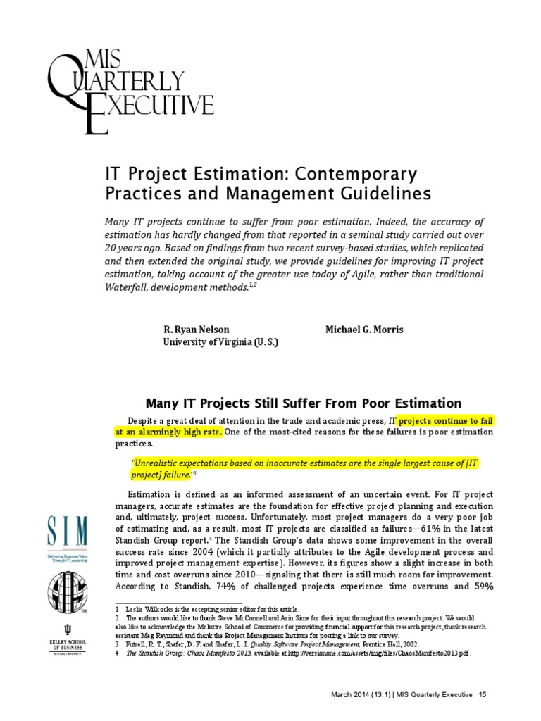 Lec No. 1 - IT Project Estimation | PDF | Agile Software Development | Software Development Process