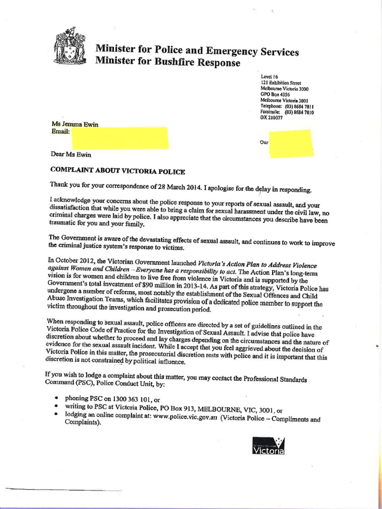 Victorian Police Letter | PDF