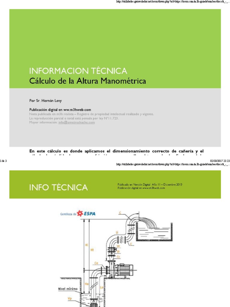 Calculo de La Altura Manometrica | PDF