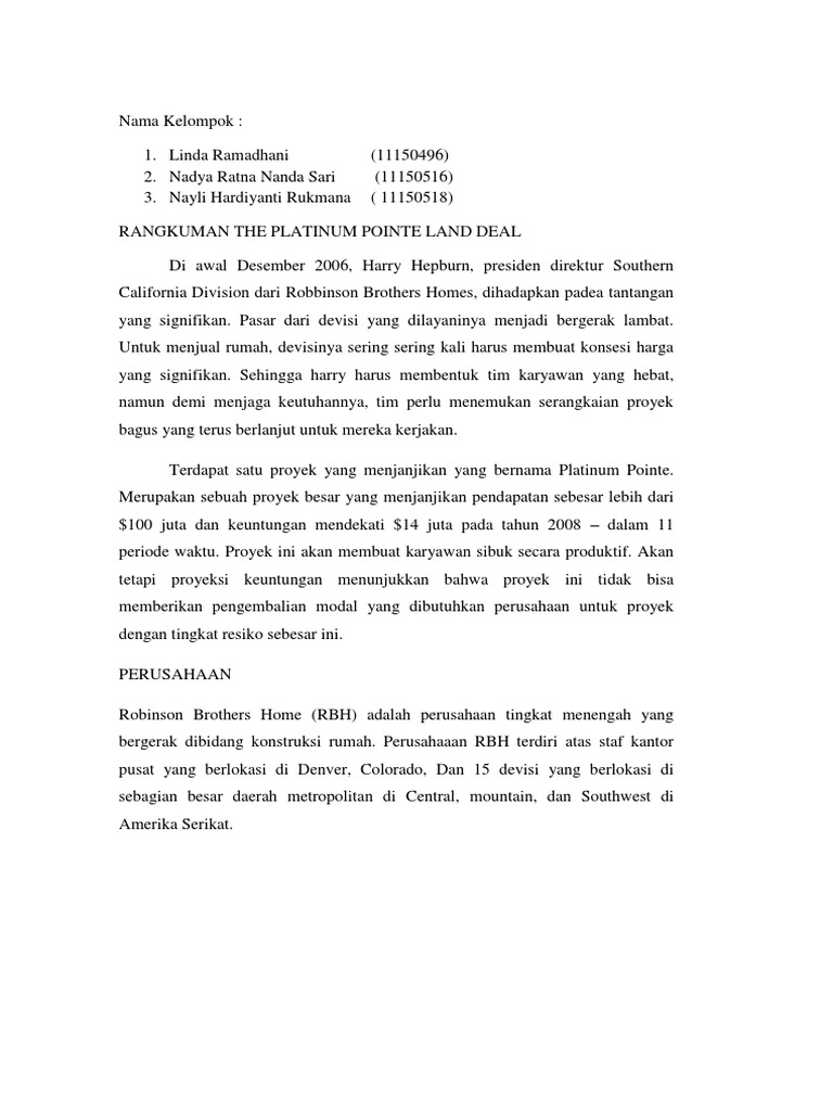 Tantangan Proyek Platinum Pointe | PDF | Bisnis | Hukum