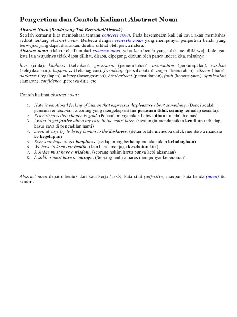 Abstract Noun dan Contohnya | PDF