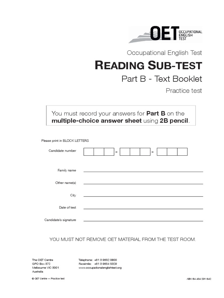 OET Reading Test 4 - Part B | PDF | Influenza Pandemic | Influenza A ...