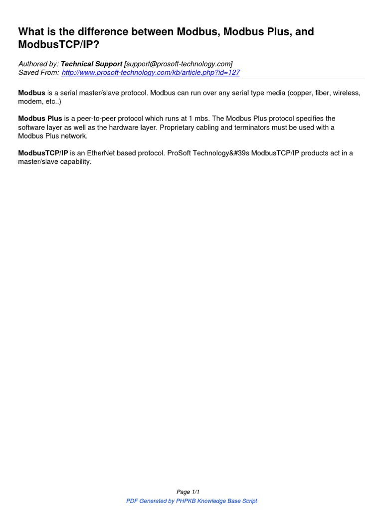 Modbus Protocols: Key Differences Explained | PDF