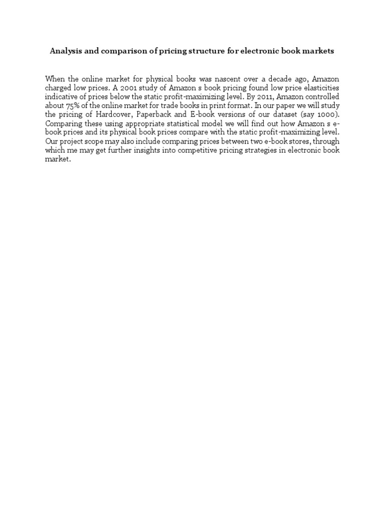 Analysis and Comparison of Pricing Structure For Electronic Book ...