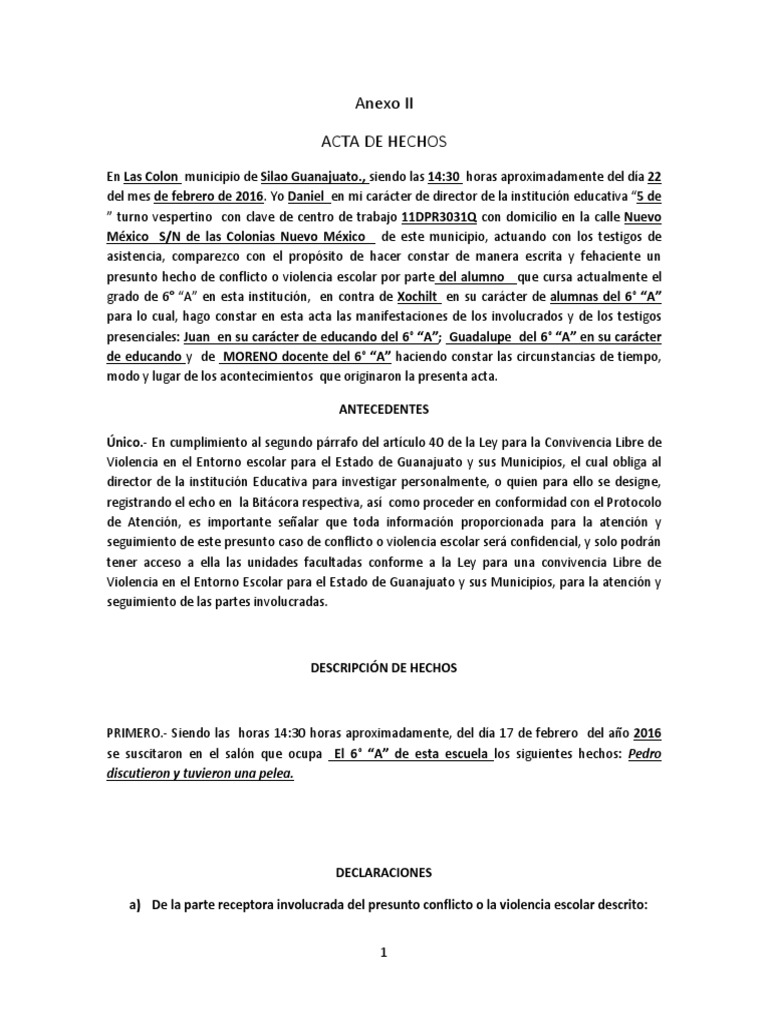 Acta de Hechos | PDF | Regulación | México
