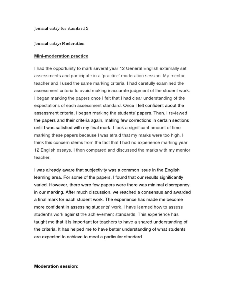 Journal Entry For Standard 5 | PDF | Educational Assessment | Mentorship